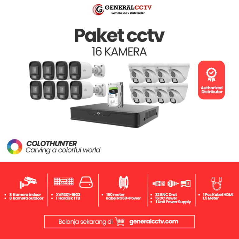 Paket Uniview Analog Camera 16 Channel 5MP ColorHunter – General CCTV ...